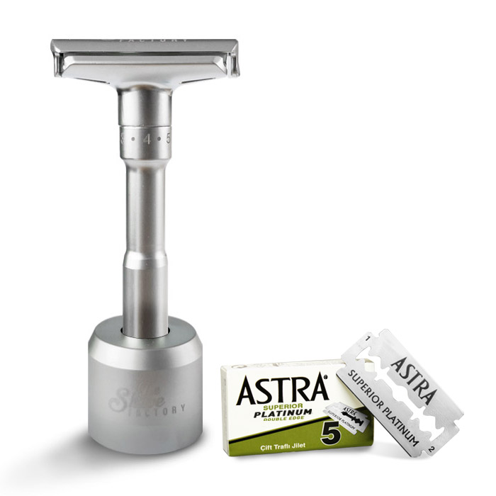 Adjustable Classic Razor + Base + Astra Blades - Cuchillería Moreno